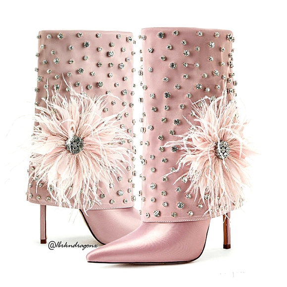 Azalea Wang | Shoes | Nwt Barbiecore Pink Embellished Booties Spunky ...